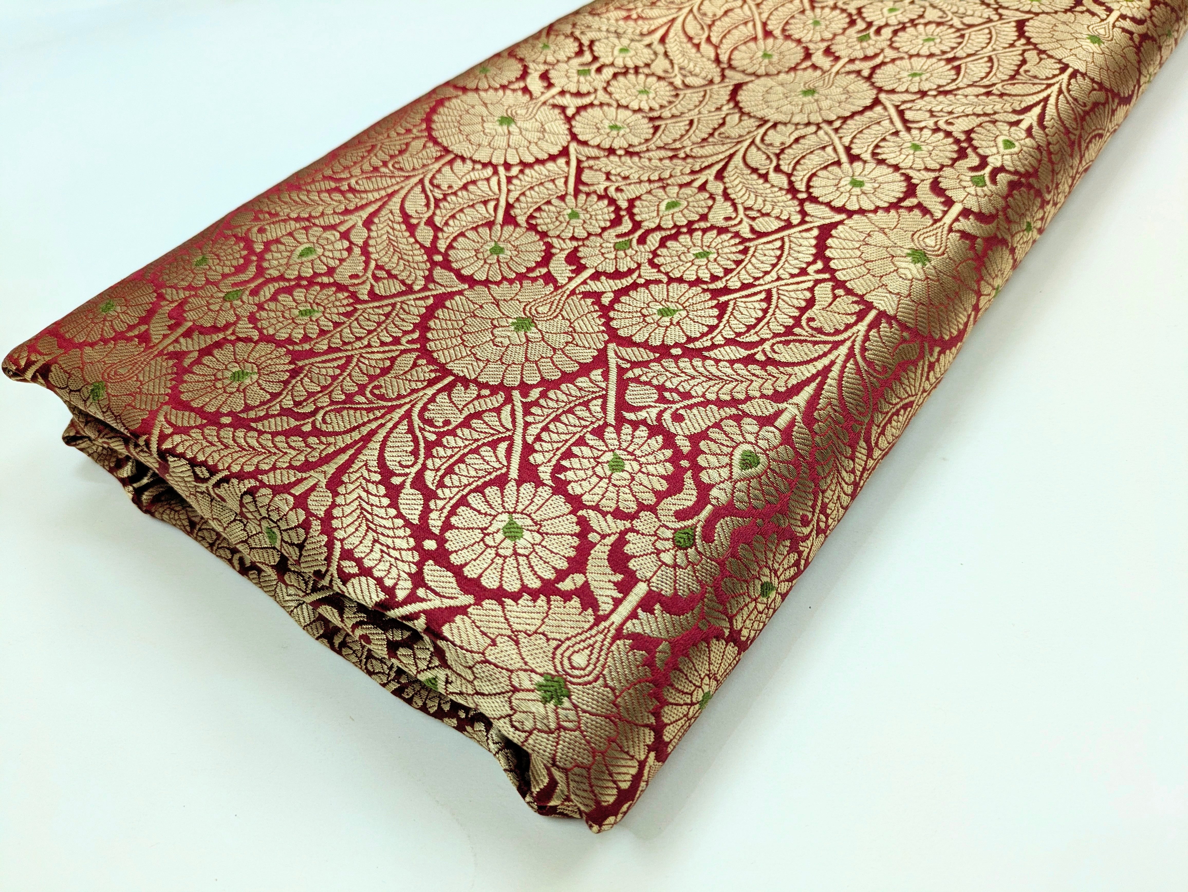 Red Gold Damask jacquard brocade Wedding fabric Rayon Silk Brocade Got ...